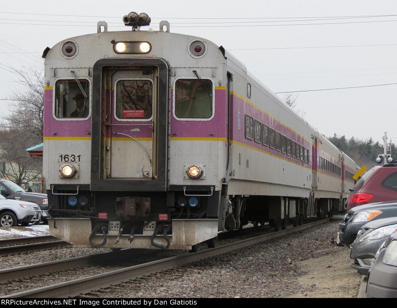 An Inbound MBTA Pulls Into Shirley